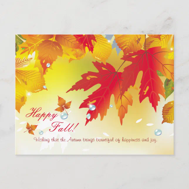 Happy Fall! Beautiful Autumn Postcards | Zazzle