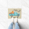 Happy Fall Blue Truck Family Name Pumpkins Doormat | Zazzle