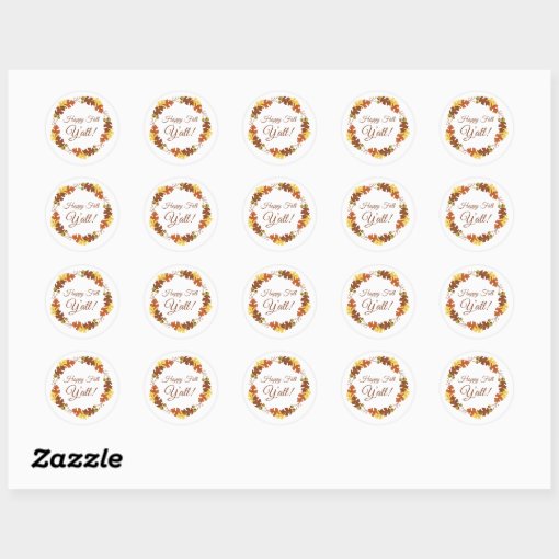 Happy Fall Classic Round Sticker | Zazzle