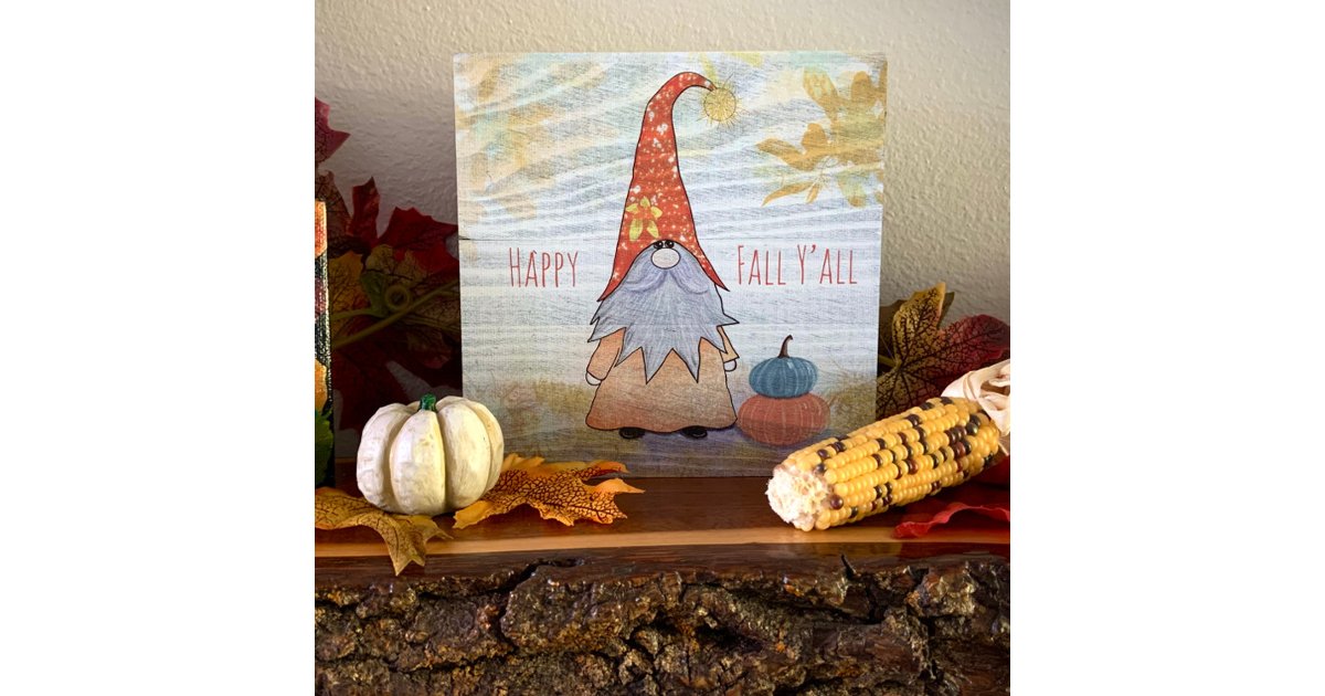 Happy Fall Gnome Wood Box Sign | Zazzle