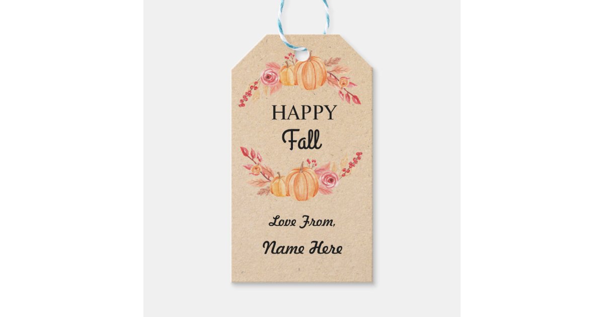 Happy Fall Harvest Festival Gift Tags Pumpkin Tag | Zazzle
