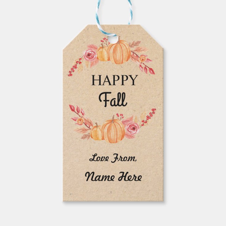 Happy Fall Harvest Festival Gift Tags Pumpkin Tag | Zazzle