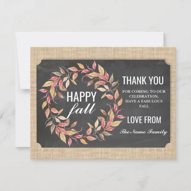 Happy Fall Harvest Festival Thank you Card Chalk | Zazzle