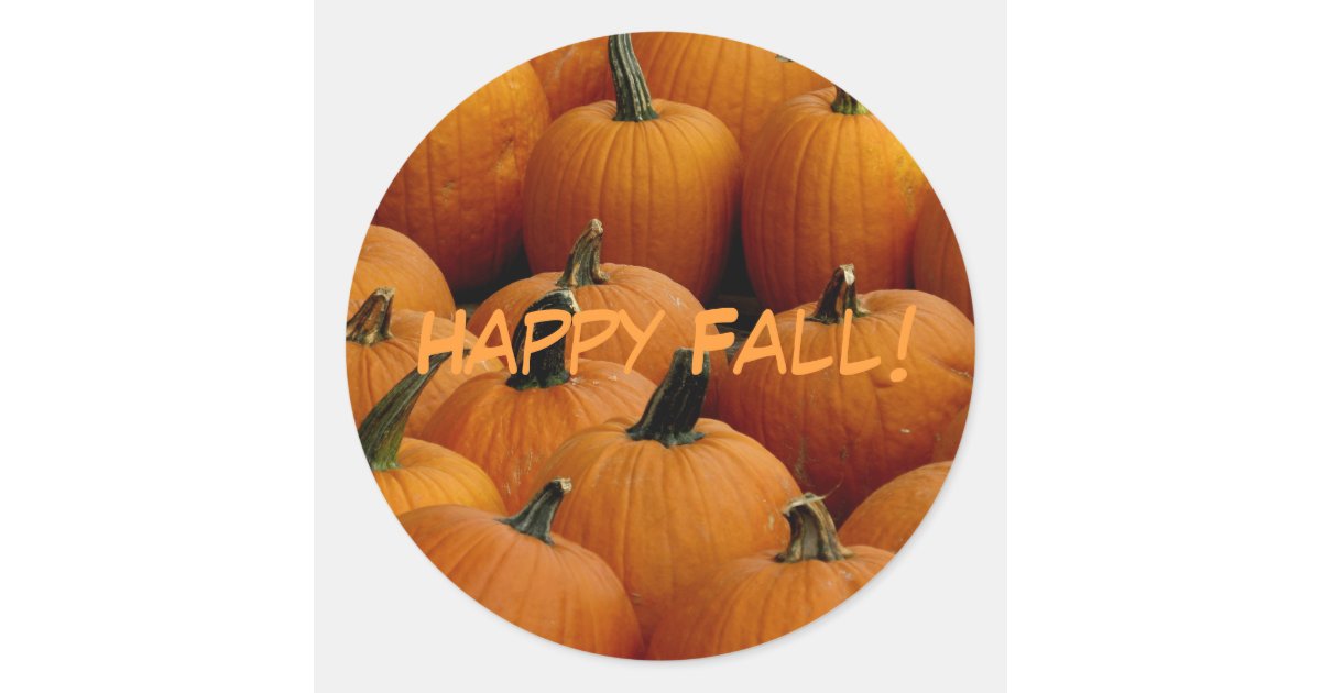 Happy Fall, pumpkins Classic Round Sticker | Zazzle