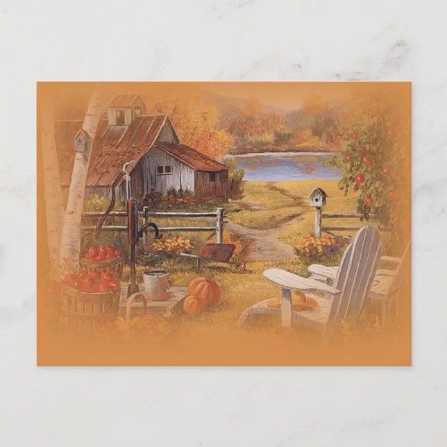 Happy Fall scene postcard | Zazzle