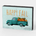 Happy Fall Vintage Pickup Truck and Pumpkins Wooden Box Sign | Zazzle