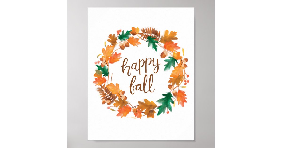 Happy Fall Wall Art Poster | Zazzle