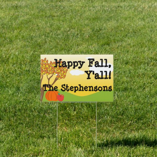 Happy Fall, Y'all Autumn Custom Yard Sign | Zazzle