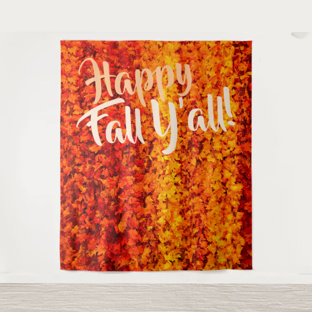 Happy Fall Y'all Autumn Fall Leaves Party Backdrop | Zazzle