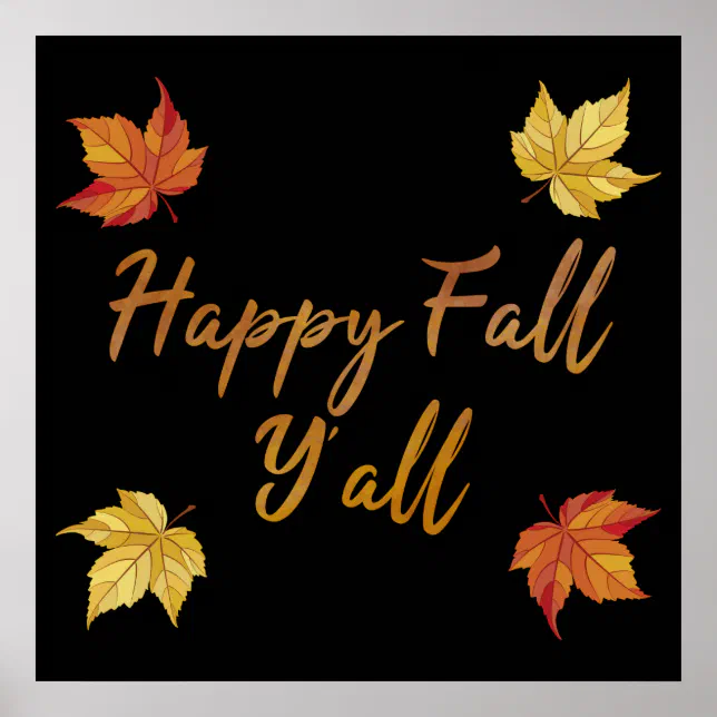 Happy Fall Y'all Autumn Maple Leaf Poster | Zazzle