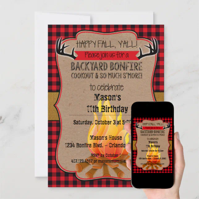 Happy Fall, Y'all! Bonfire Invitation | Zazzle