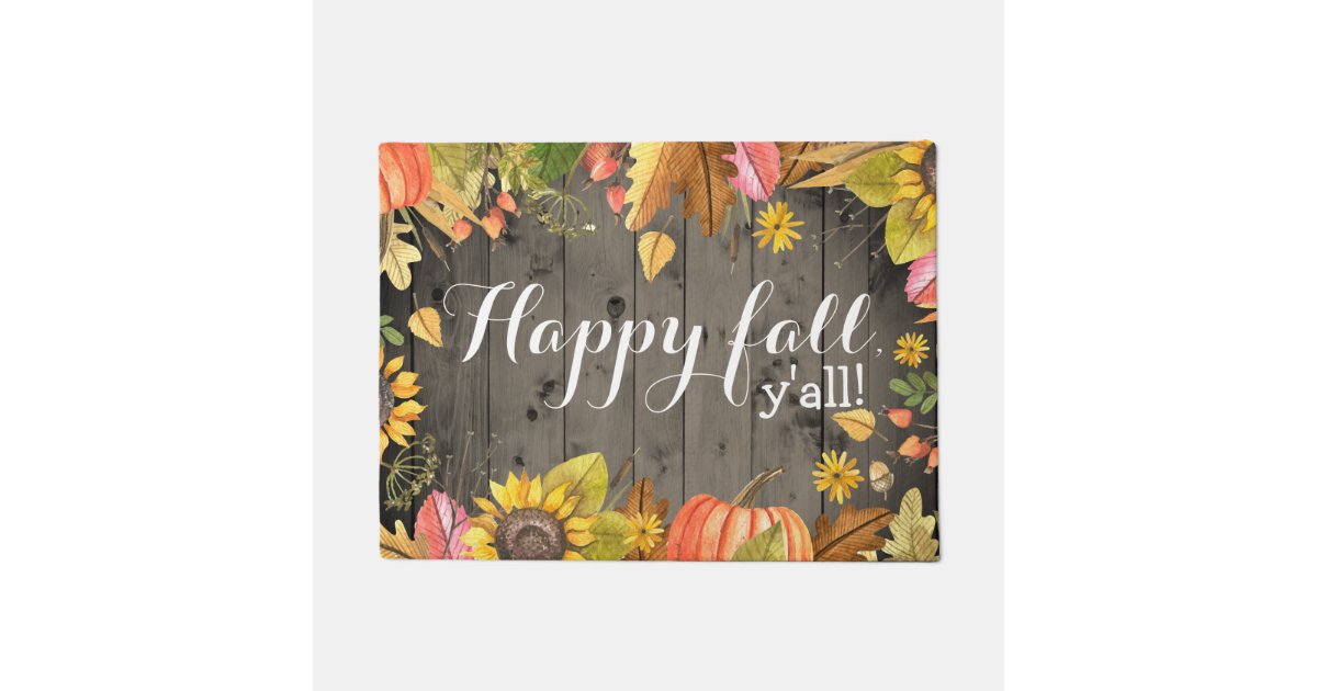 Happy Fall Y'all Rustic Country Autumn Doormat | Zazzle