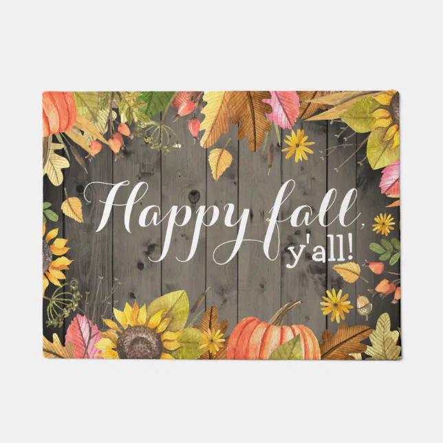 Happy Fall Y'all Rustic Country Autumn Doormat | Zazzle