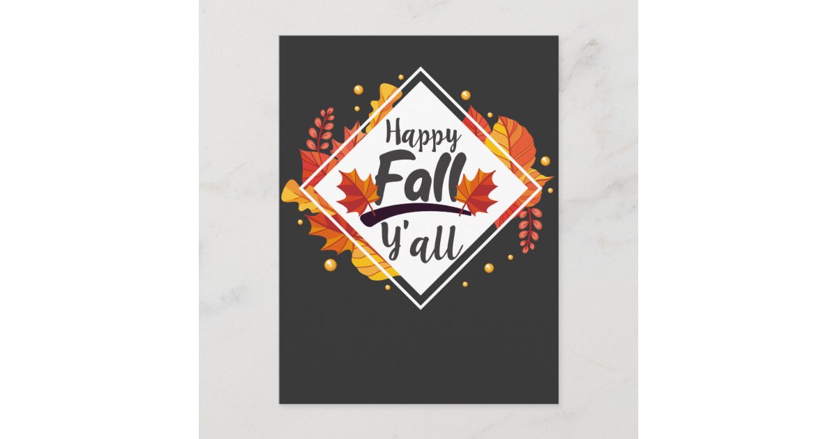 Happy Fall Yall Season Autumn Leaves Postcard | Zazzle