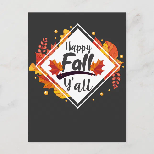 Happy Fall Yall Season Autumn Leaves Postcard | Zazzle