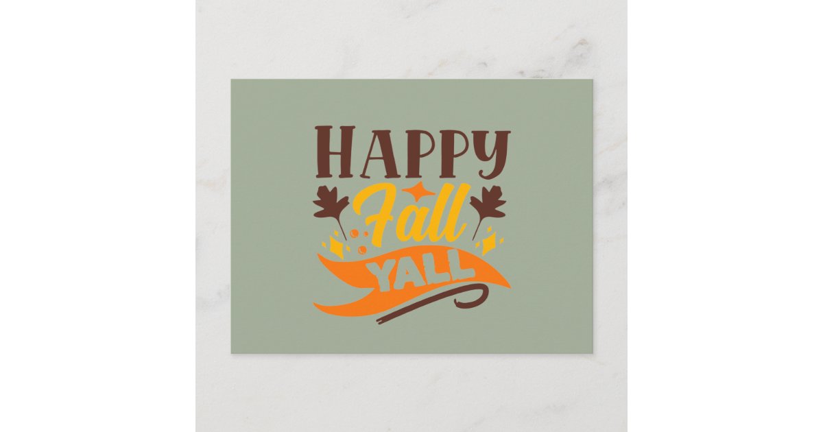 Happy Fall Y'all word art Postcard | Zazzle