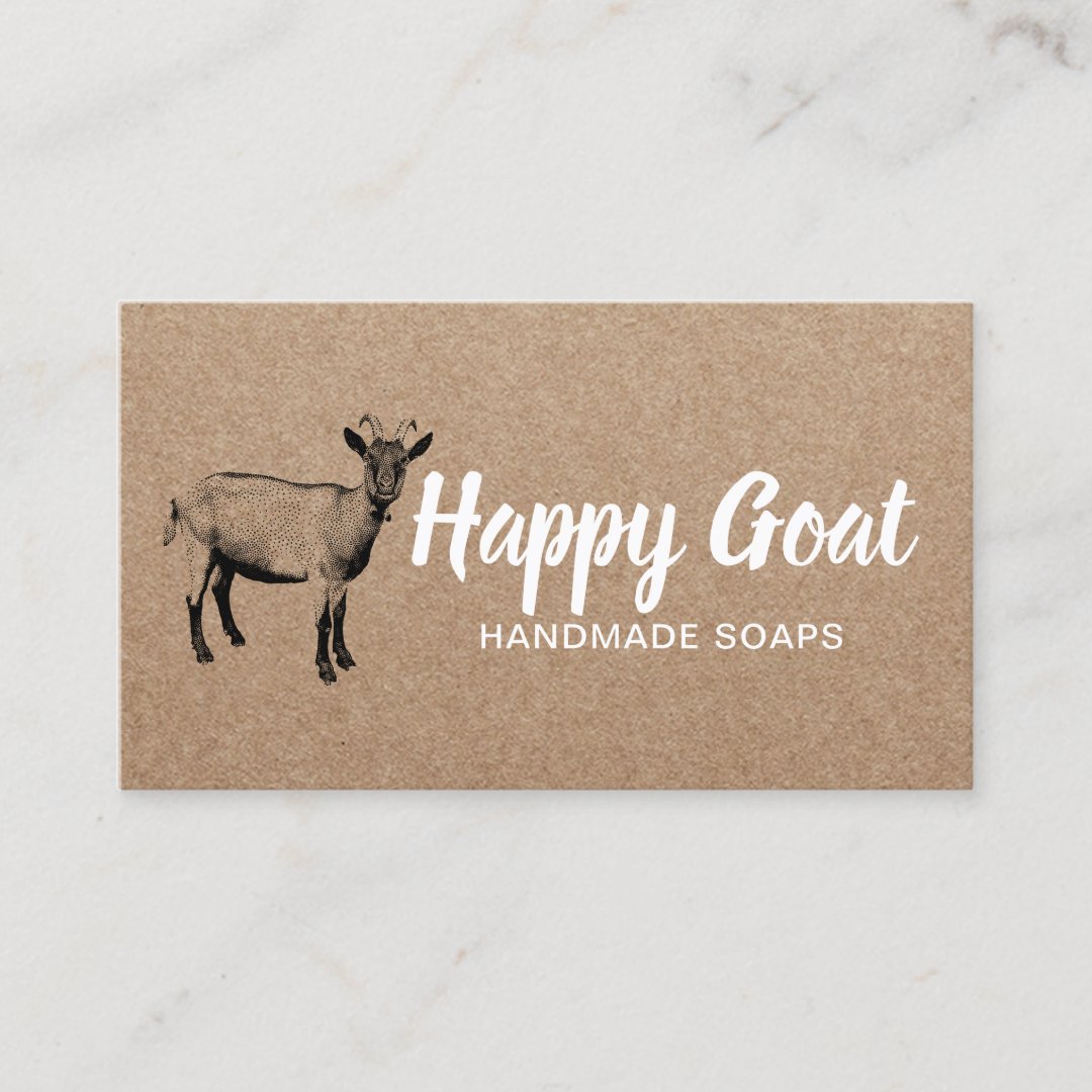 Happy Farm Handmade Goat Milk Soaps Rustic Kraft Business Card | Zazzle