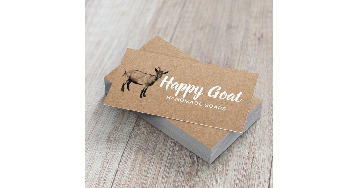 Happy Farm Handmade Goat Milk Soaps Rustic Kraft Business Card | Zazzle