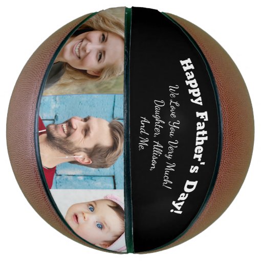 Happy Father’s Day! DIY Message, 3 Photos, Black Basketball | Zazzle
