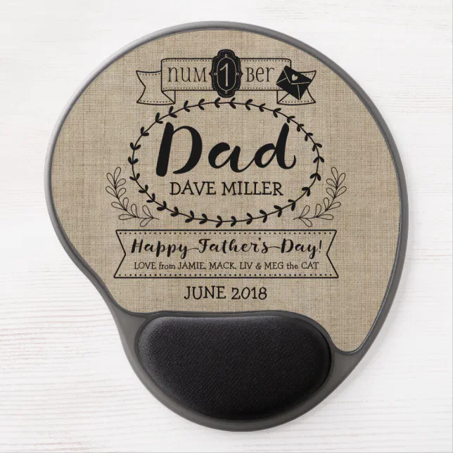 Happy Father’s Day Number 1 One Dad Monogram Logo Gel Mouse Pad | Zazzle