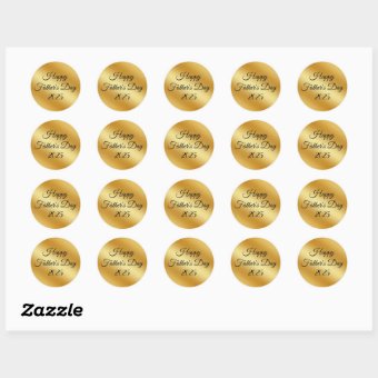 happy fathers day 2025,gold metal minimalist classic round sticker | Zazzle