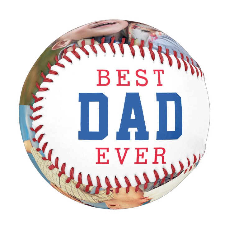 Happy Fathers Day BEST DAD EVER Two Photo Baseball | Zazzle