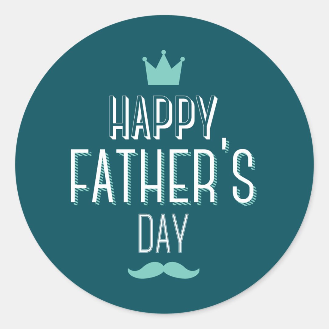 Happy Father's Day Blue Design Classic Round Sticker | Zazzle