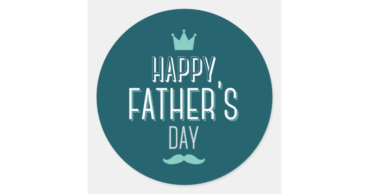 Happy Father's Day Blue Design Classic Round Sticker | Zazzle