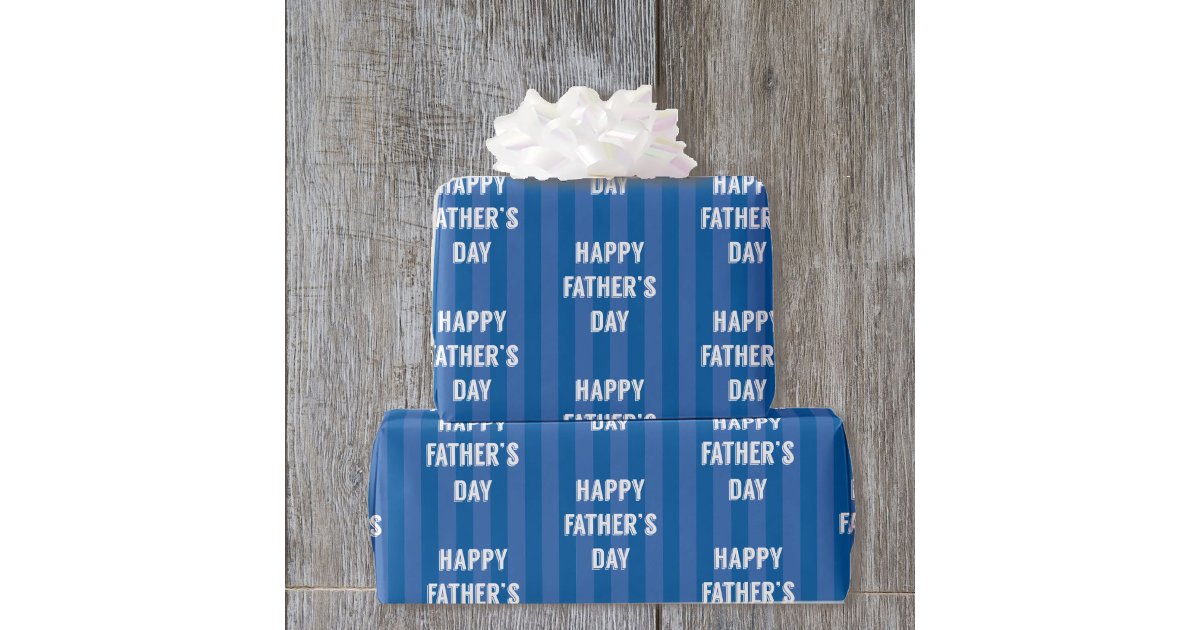 Happy Father's Day Blue Stripe Wrapping Paper | Zazzle
