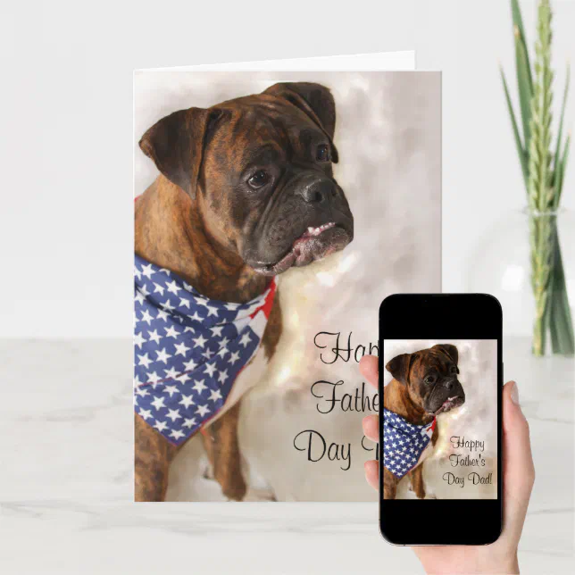Happy Father's Day Boxer dog greeting card | Zazzle