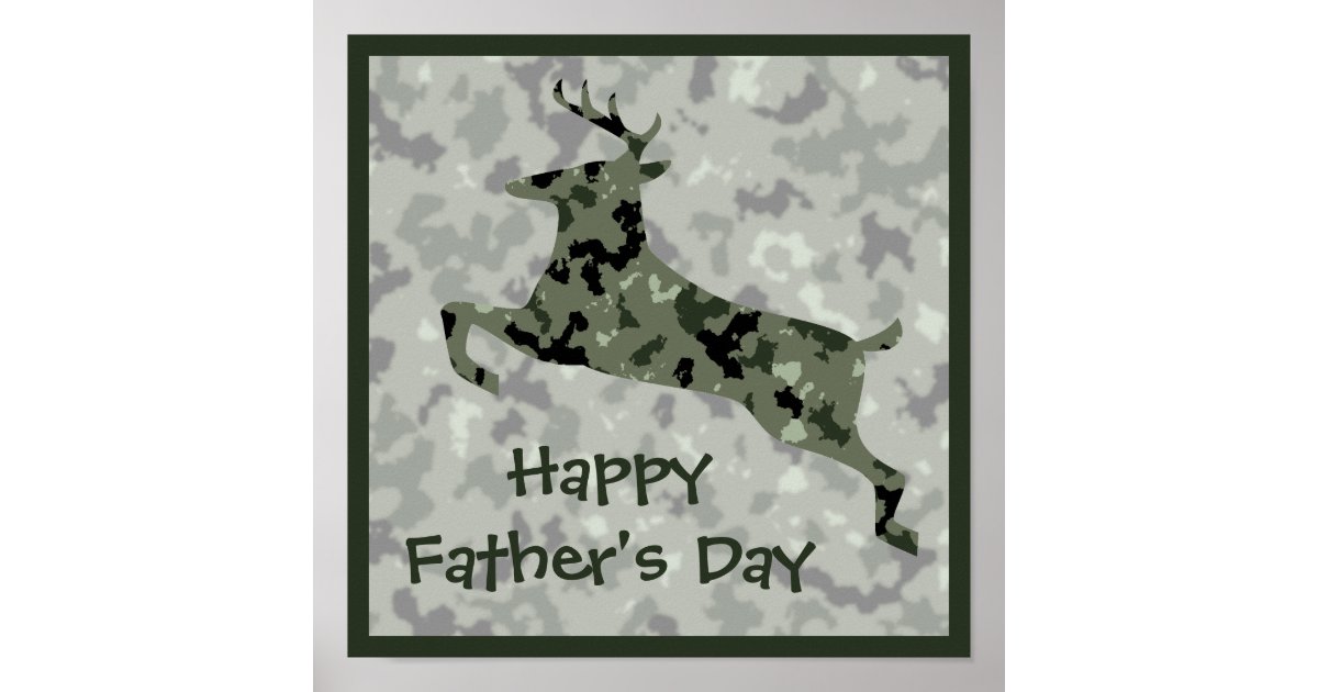 Happy Father's Day Camo Deer Poster | Zazzle