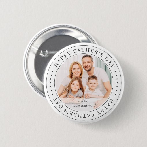 Happy Father's Day Classic Simple Photo Button | Zazzle