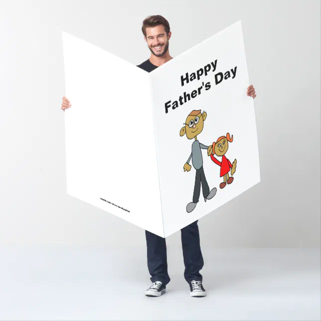Happy Father's Day Dad and Daughter Cartoon Big Card | Zazzle