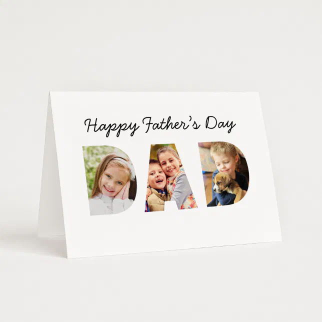 Happy Fathers Day Dad Custom Photo Collage Card | Zazzle