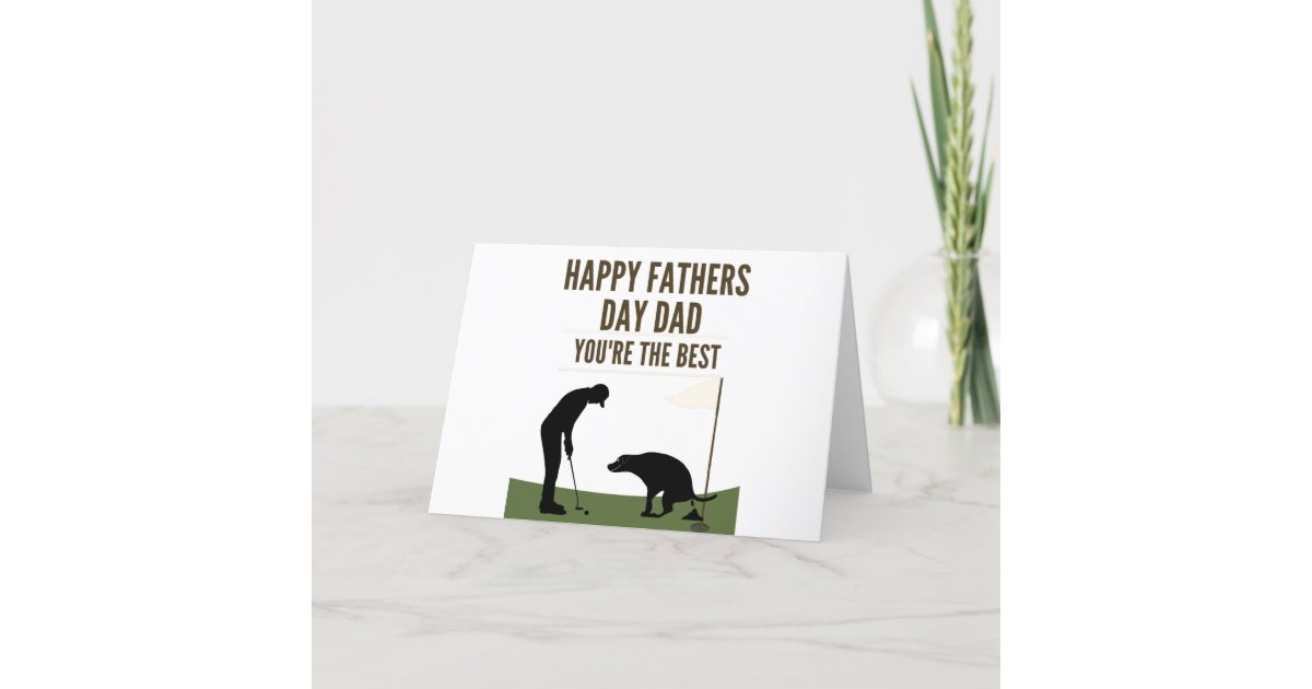 Happy Fathers Day Dad Golfing Dog Poop Thank You Card | Zazzle