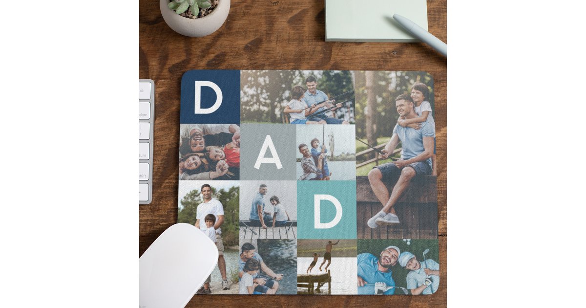 Happy Fathers Day Dad Modern Multi Photo Grid Mouse Pad | Zazzle