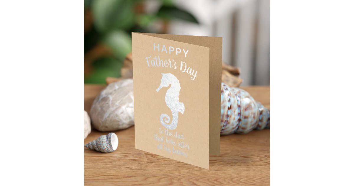Happy Father's Day Foil Seahorse Card | Zazzle