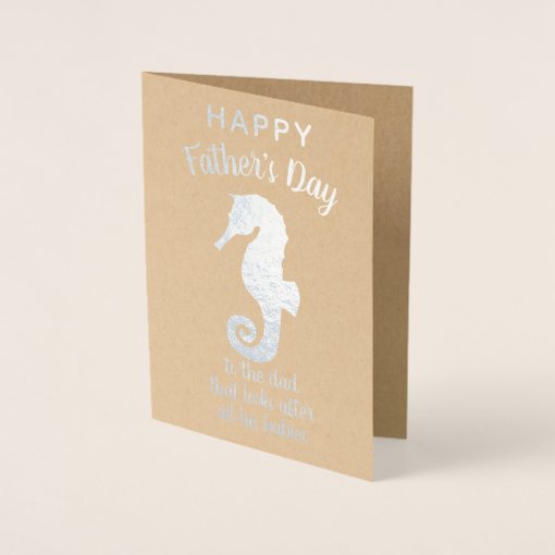 Happy Father's Day Foil Seahorse Card | Zazzle