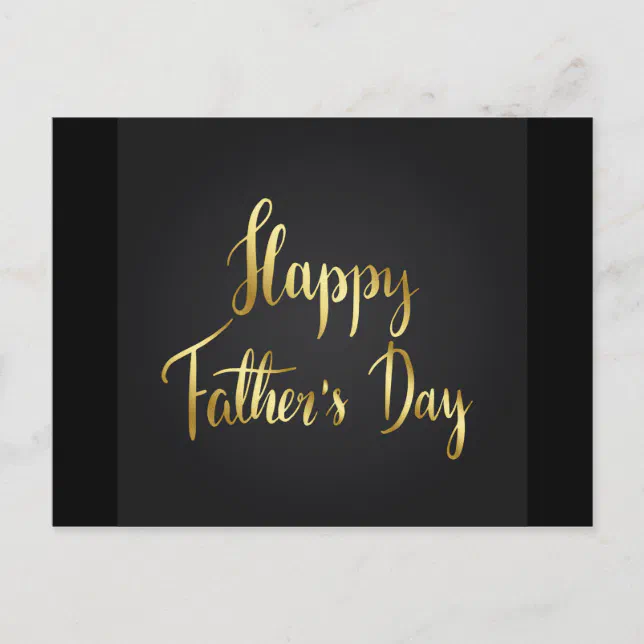 Happy Father's Day - Gold Text on Black Background Postcard | Zazzle