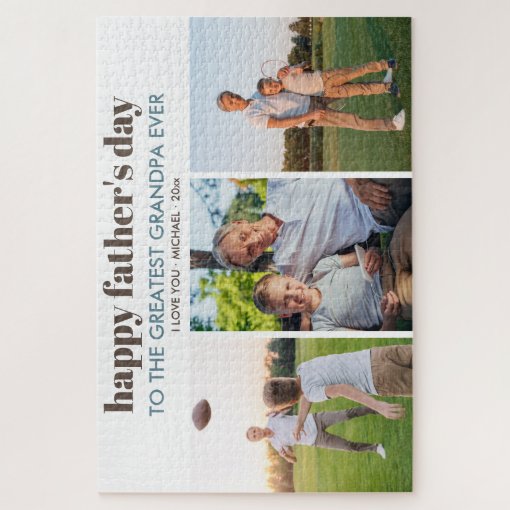 Happy Fathers Day Grandpa - Custom 3 Photo Strip Jigsaw Puzzle | Zazzle