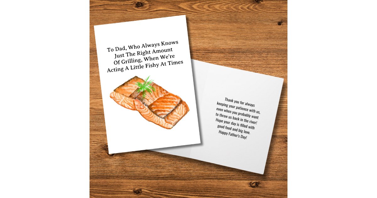 Happy Father's Day Grilled Salmon Card | Zazzle