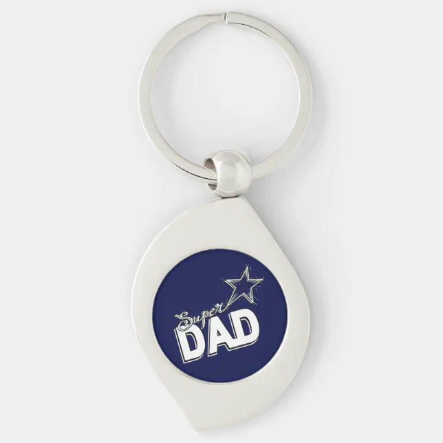 Happy Father's Day Modern Design "SUPER DAD" star Keychain | Zazzle