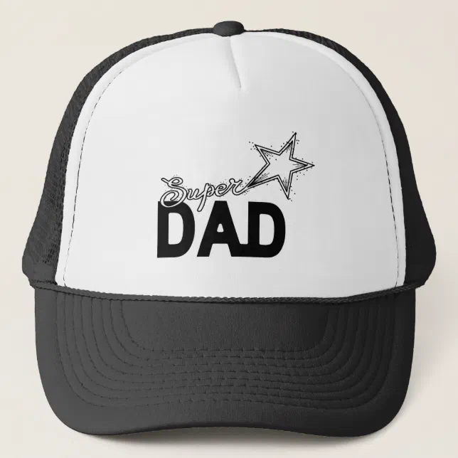 Happy Father's Day Modern Design "SUPER DAD" star Trucker Hat | Zazzle