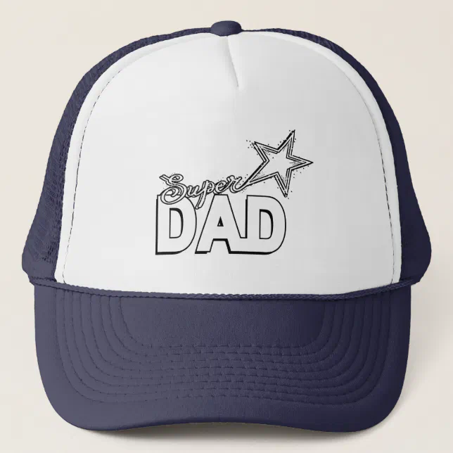 Happy Father's Day Modern Design "SUPER DAD" star Trucker Hat | Zazzle