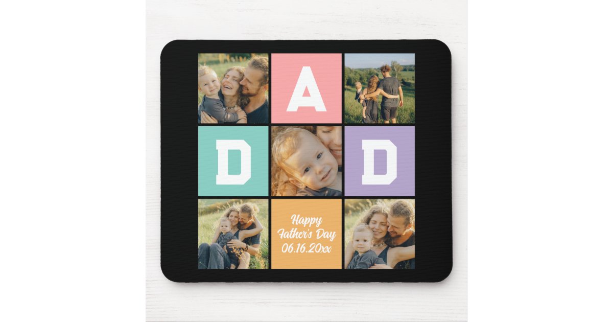 Happy Father's Day New Dad Family Photo Collage Mouse Pad | Zazzle