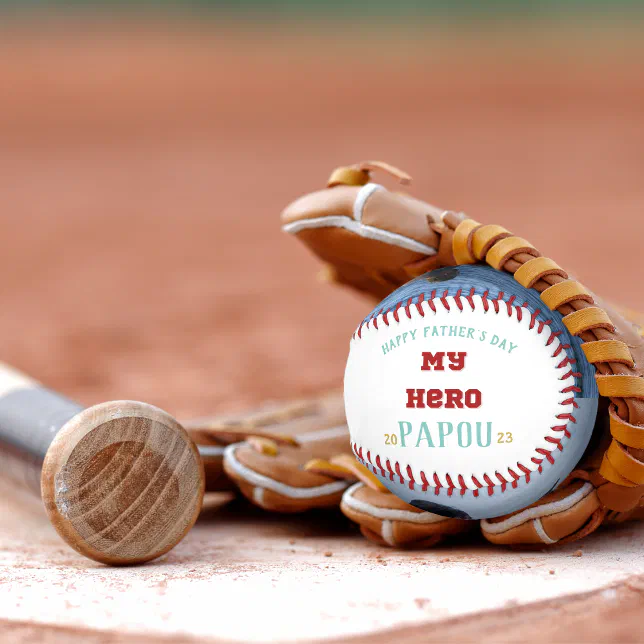 Happy Father's Day Papou My Hero Baseball | Zazzle