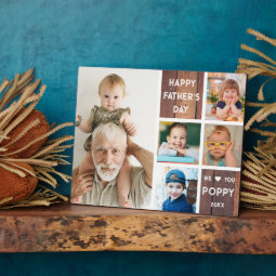 Happy Father's Day Poppy 5 Photo Collage Wood Plaque | Zazzle