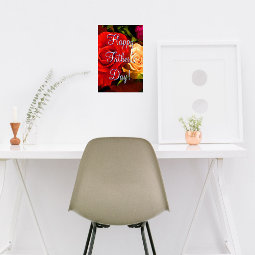 Happy Father's Day Red Yellow Roses Poster | Zazzle