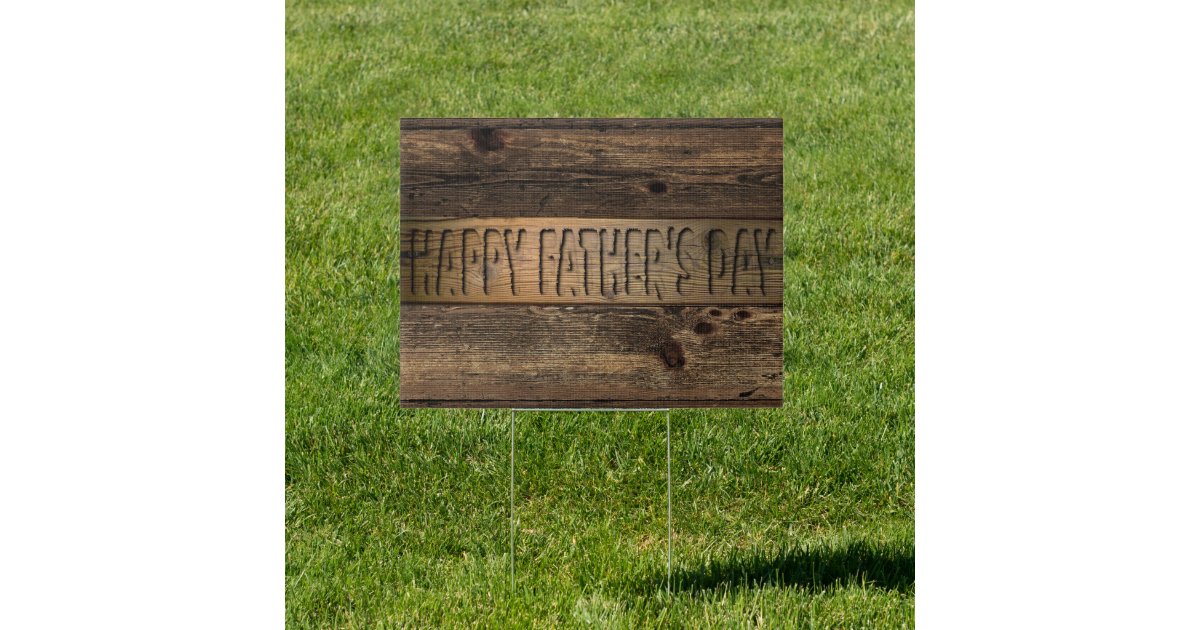 Happy Father's Day | Rustic Wood Typography Sign | Zazzle