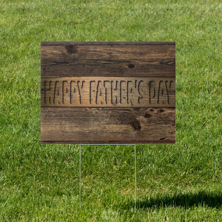 Happy Father's Day | Rustic Wood Typography Sign | Zazzle